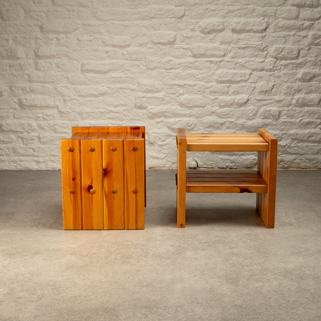 Pair of Pine Side Tables, Sweden, 1970s - ODO Vintage